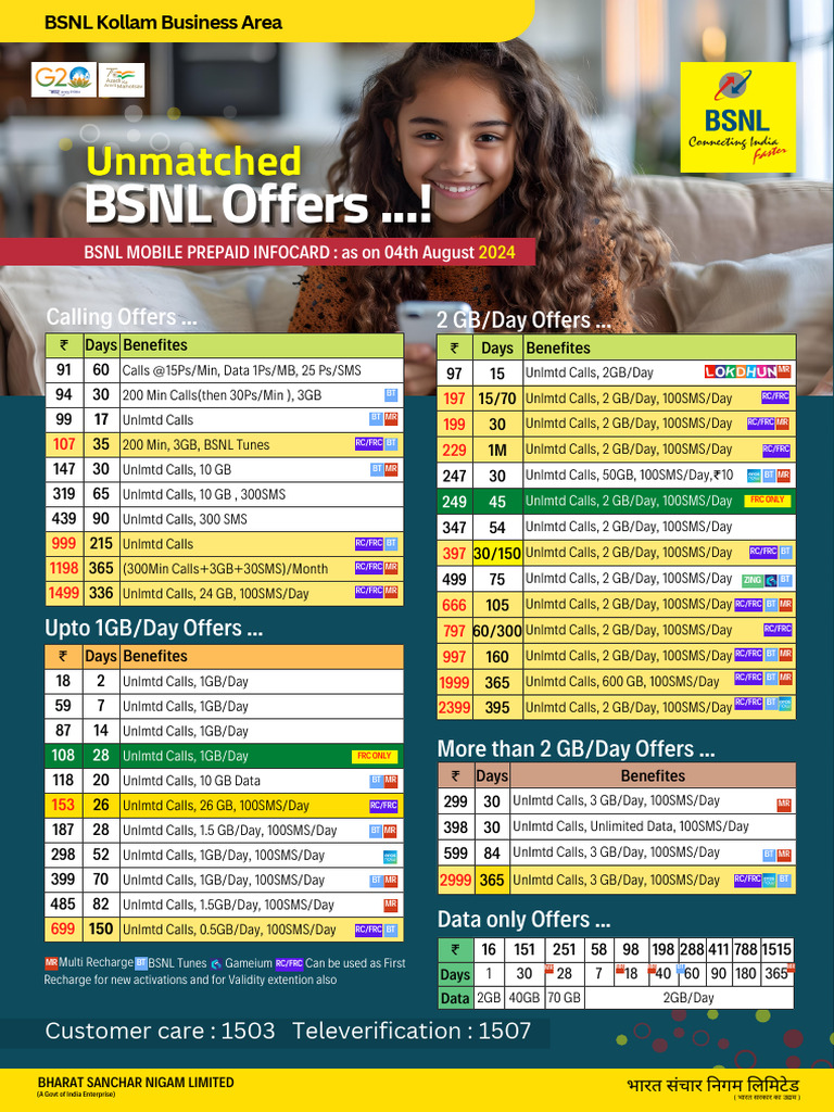 BSNL Mobile Prepaid Infocard 05 Aug 2024-5 | PDF | Telecommunications | Mobile Telecommunications