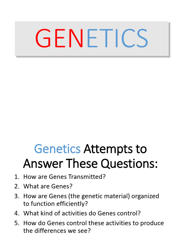 Genetics Lecture 1 | PDF