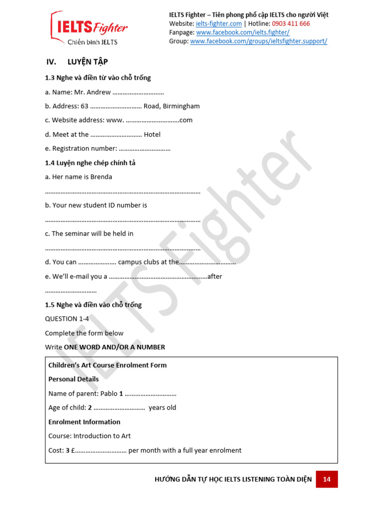 IELTS Preparation Listening - Gap Filling | PDF