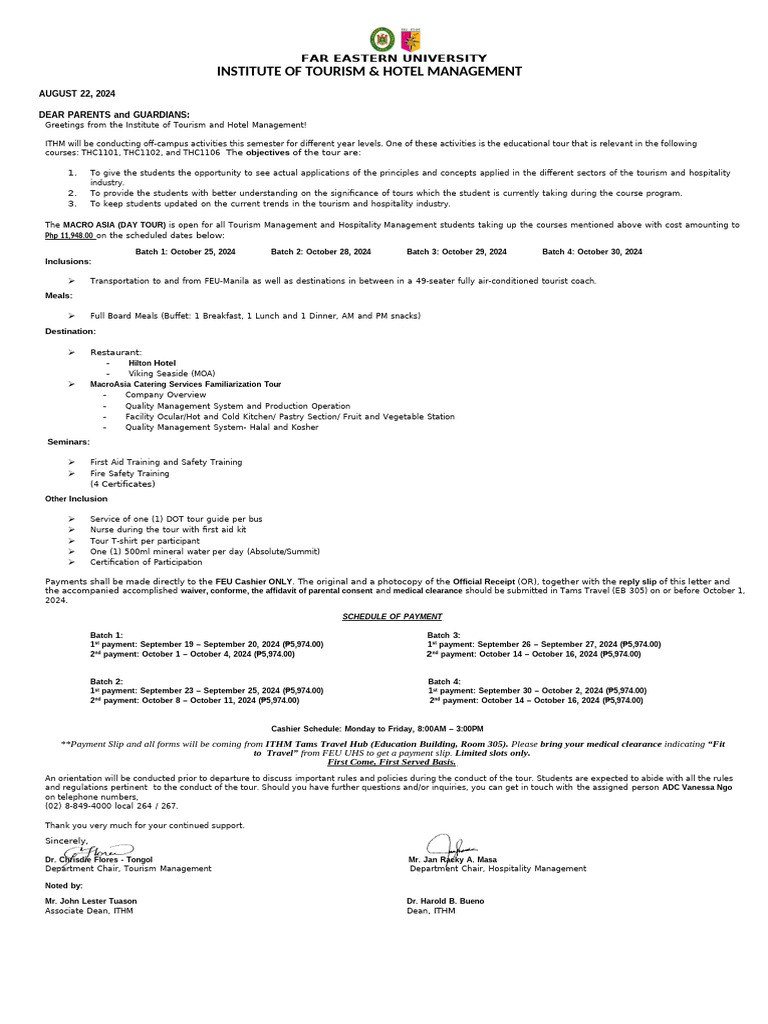 Macroasia Letter To Parents1 | PDF
