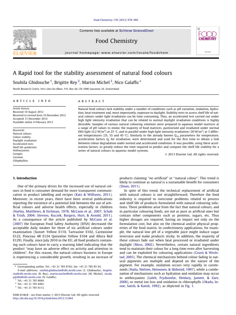 pH Stability of Natural Food Colors | PDF | Buffer Solution | Self ...