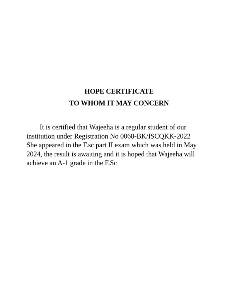 Hope Certificate | PDF
