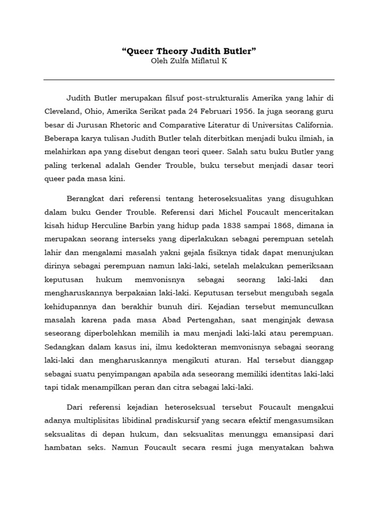 Queer Theory by Judith Butler | PDF