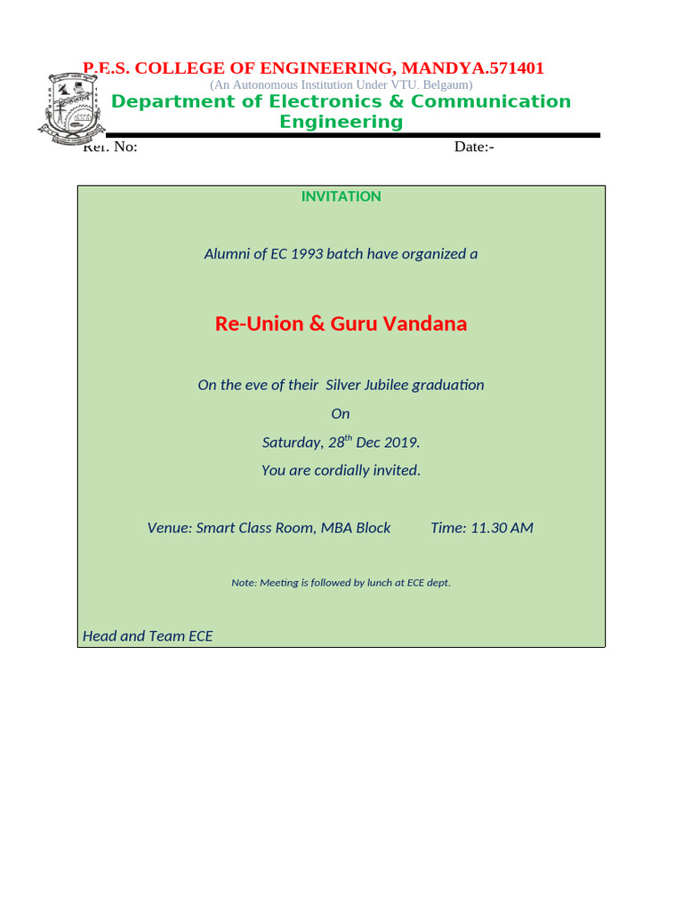 INVITATION 1993 Re Union | PDF