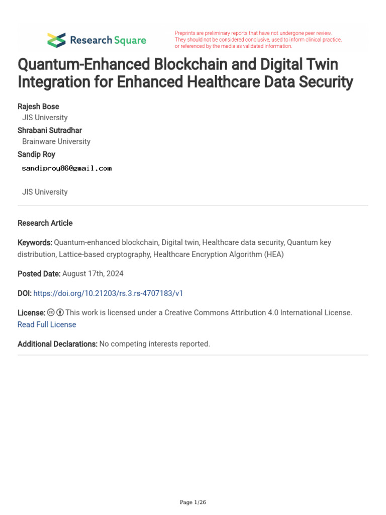 Quantum-Enhanced Blockchain and Digital Twin Integ | PDF