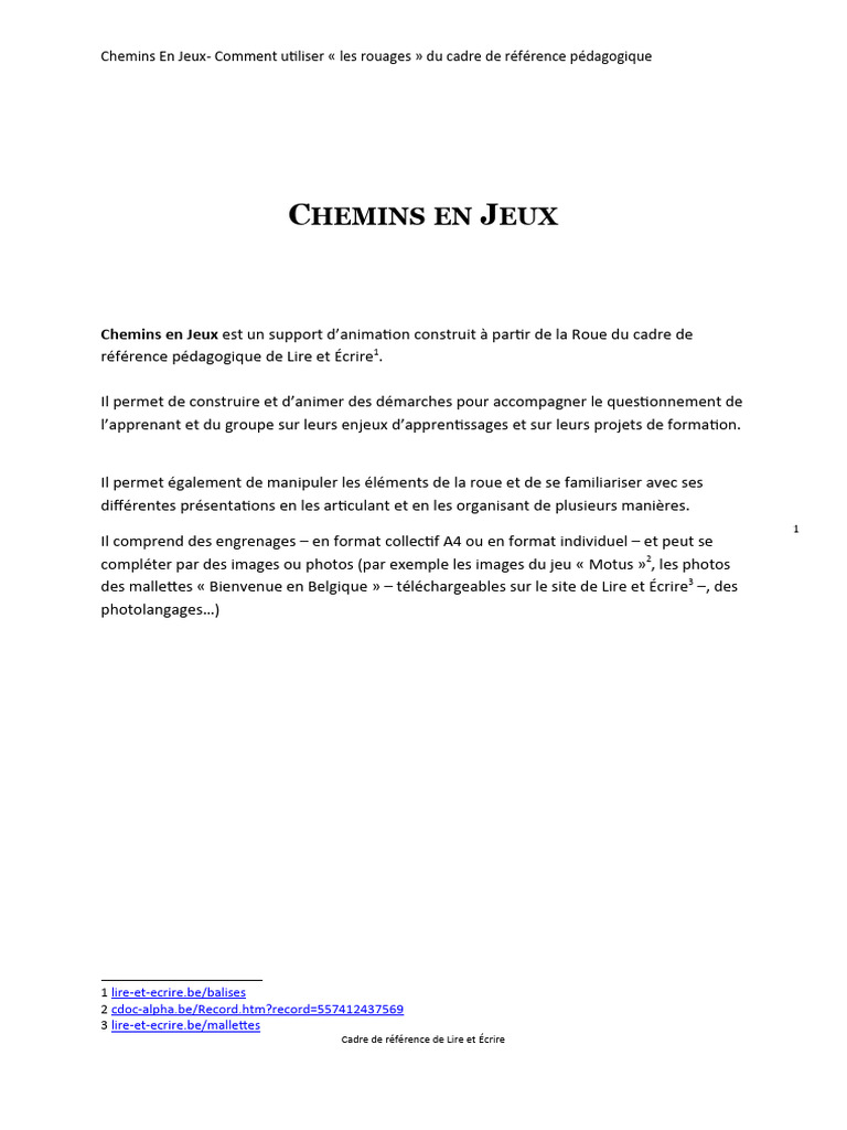 Chemins en Jeux-1 | PDF