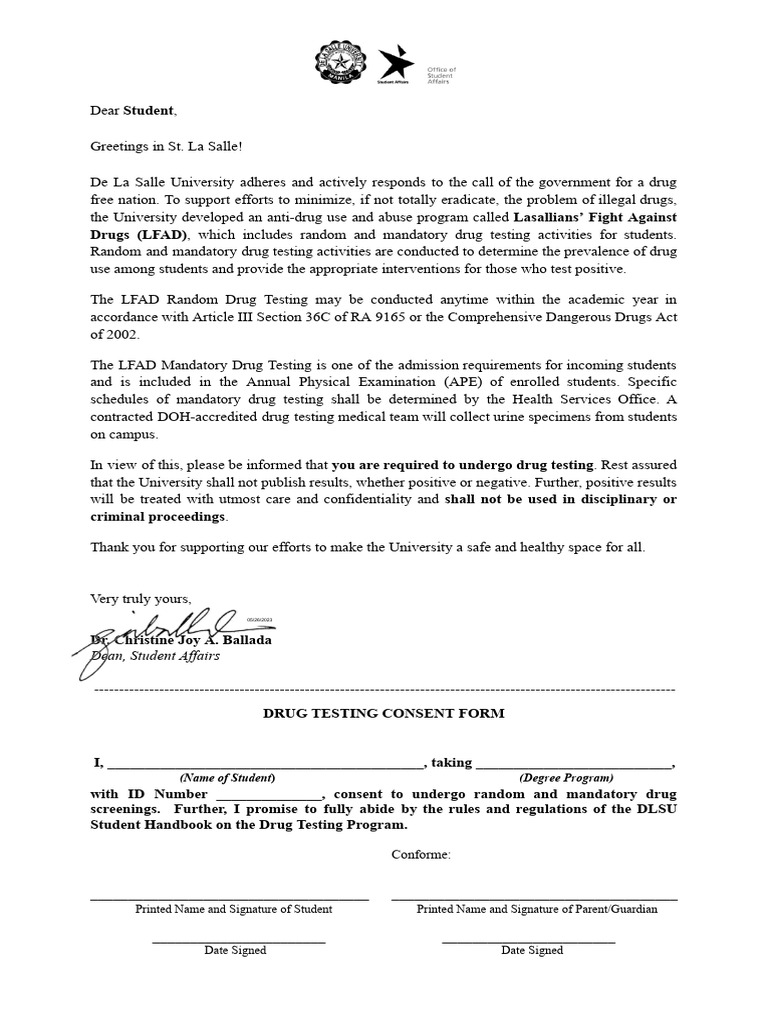 Drug Test Consent Form | PDF
