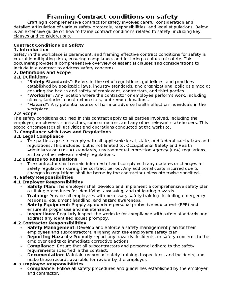 Construction Safety Induction InWord Format | PDF