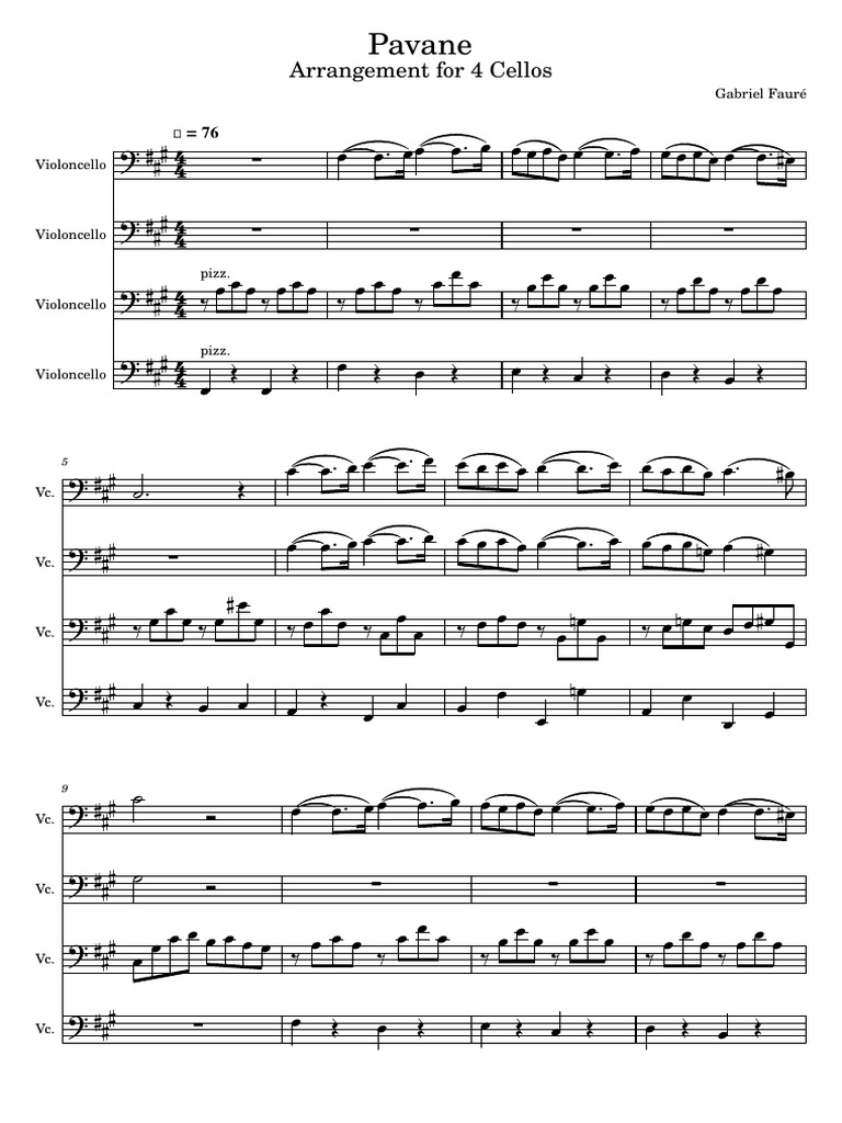 Pavana Faure 4 Cellos | PDF