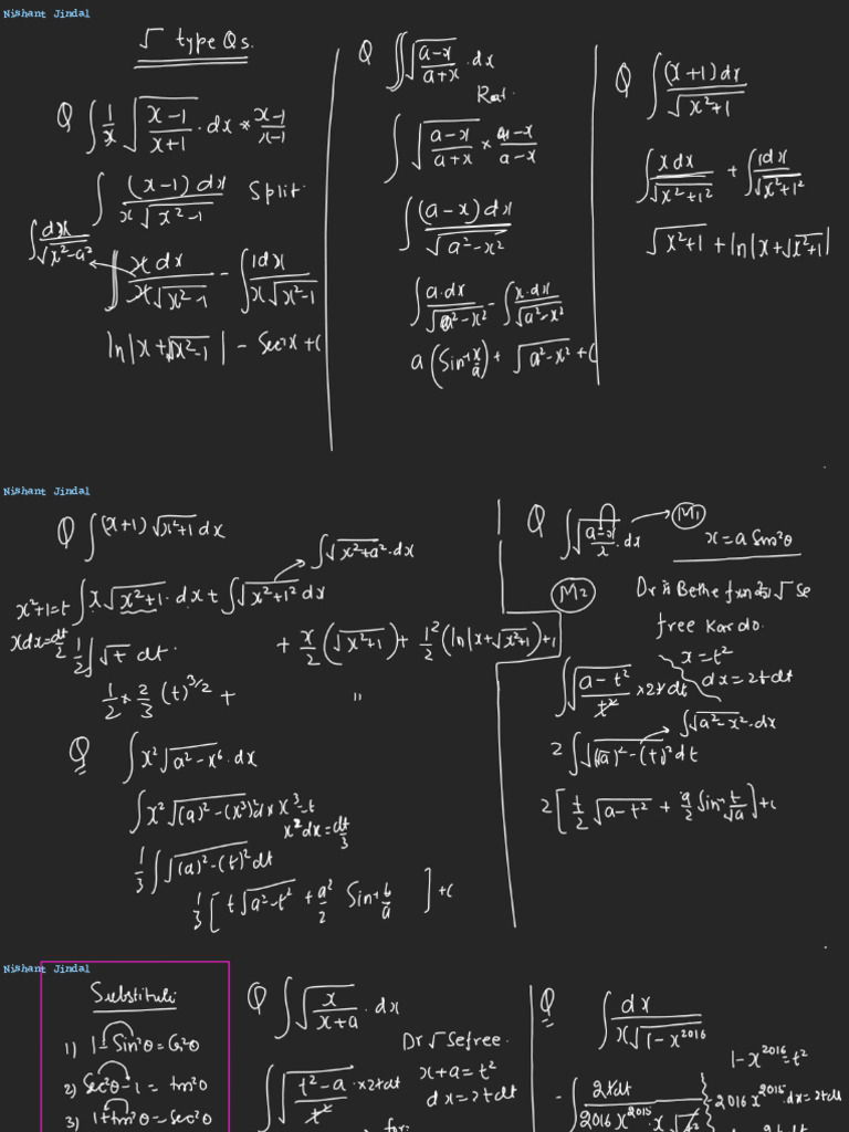 Indefinite Integration - L-08 (Class Notes) NJ - 247 | PDF