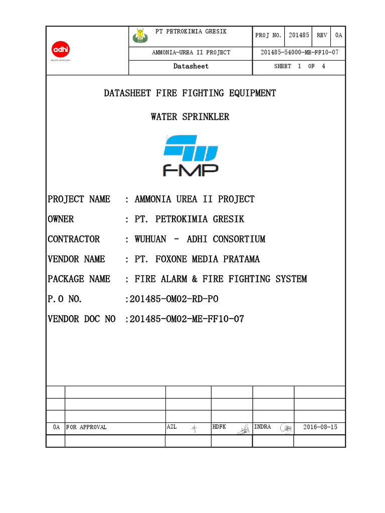 A7. Data Sheet Sprinkler | PDF
