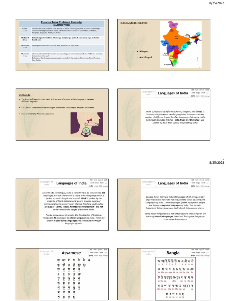 Essence of Indian Traditional Knowledge (1 Lecture/ Week) | PDF