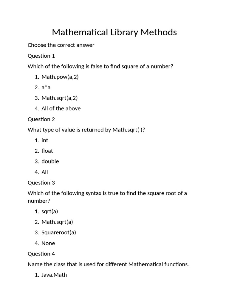 9 Icse Mathematical Library Methods Ws | PDF