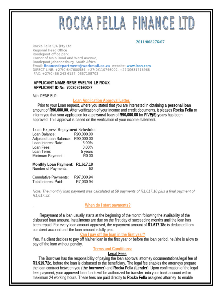 Rocka Fella Approval Letter 2017 | PDF