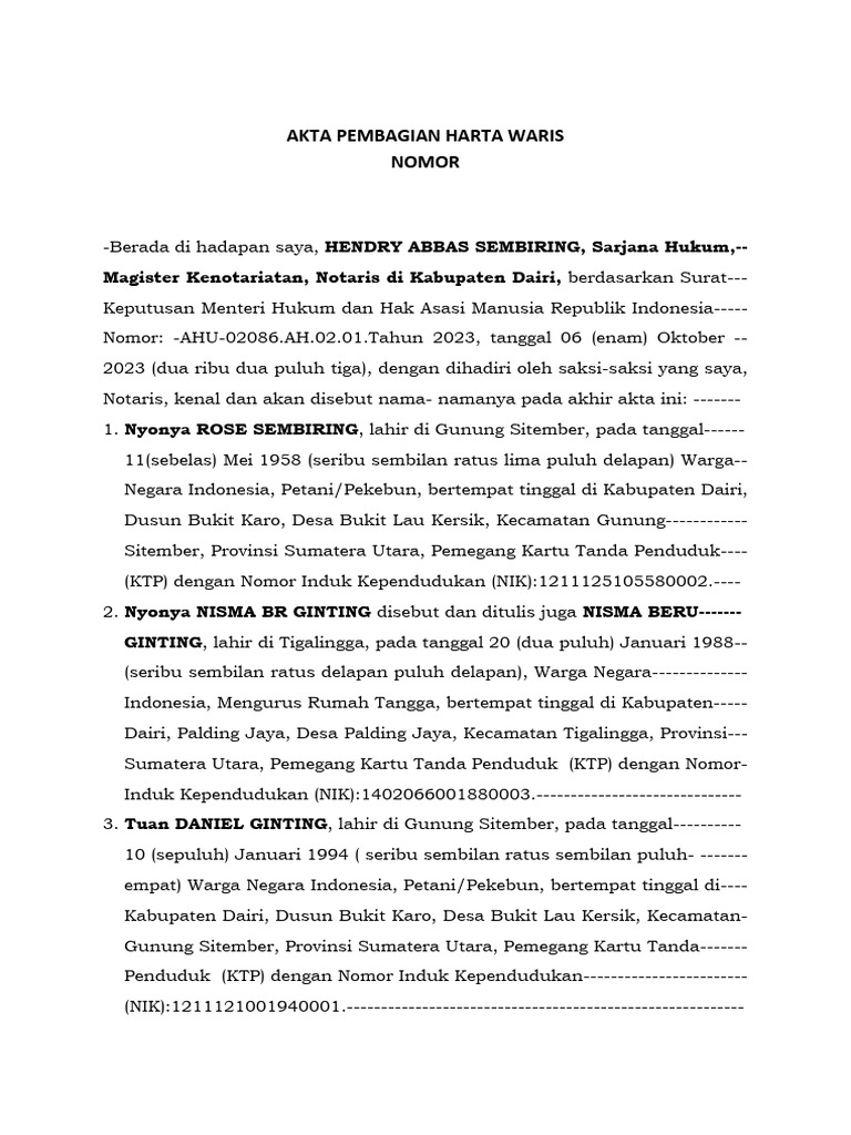 AKTA PEMBAGIAN HARTA WARIS | PDF