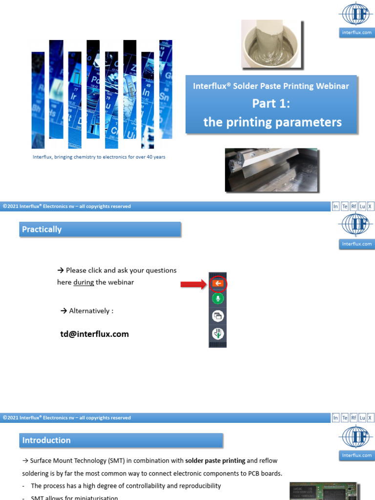 Interflux-webinar-solder-paste-printing-part-1-the-printing-parameters-2021 | PDF