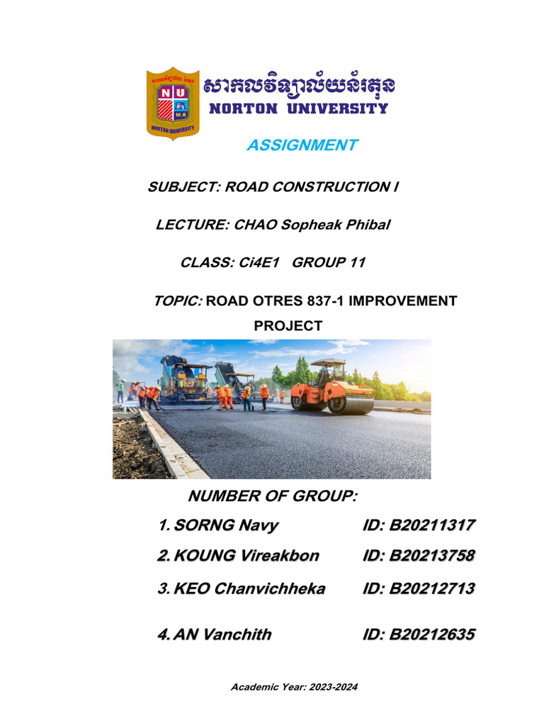 Assignment Road Construction I | PDF