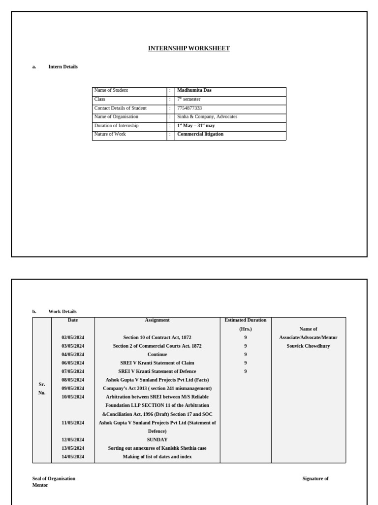 Format of Work Report | PDF