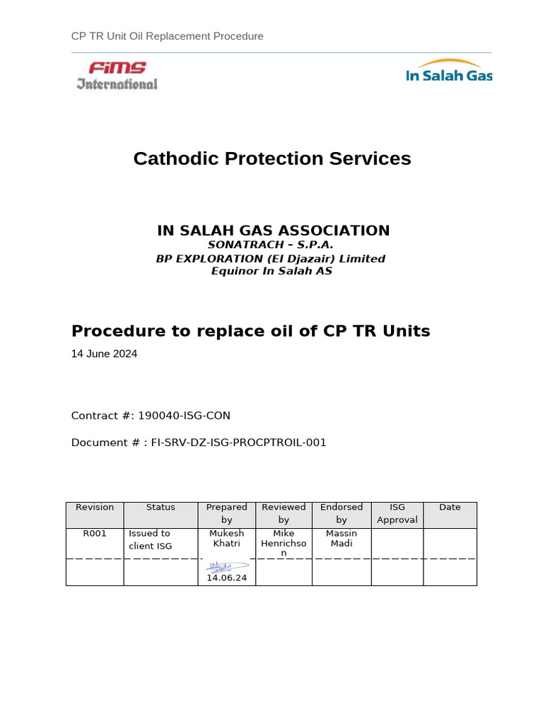 CP TR Oil Replacement Procedure | PDF