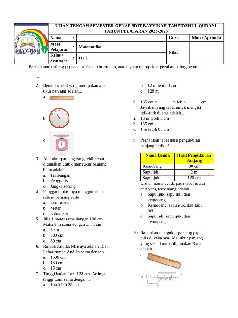 Soal Uts 2 MTK | PDF