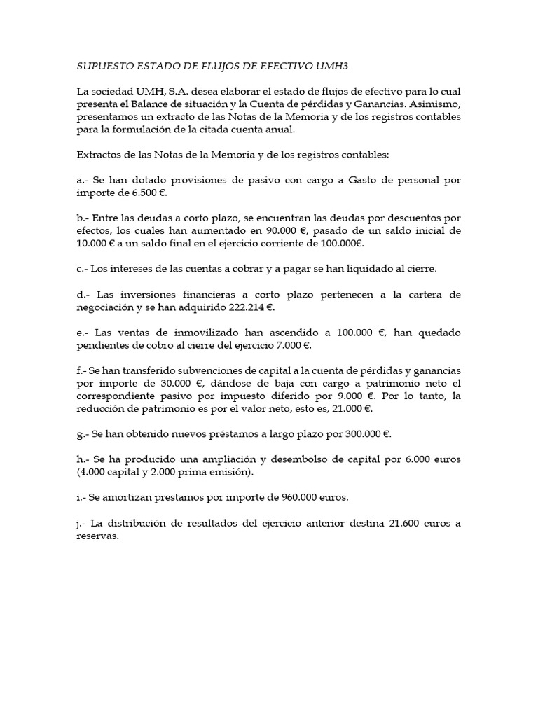 Estado de Flujos de Efectivo UMH | PDF | Estado de resultados | Hoja de balance