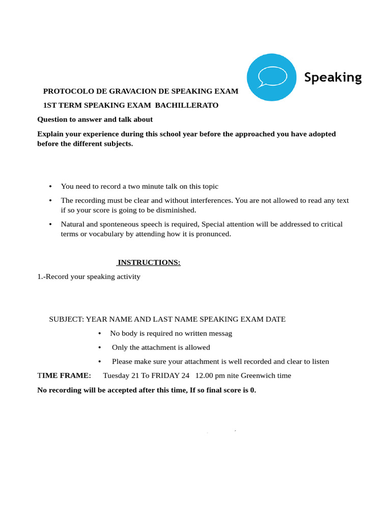Speaking Exam | PDF