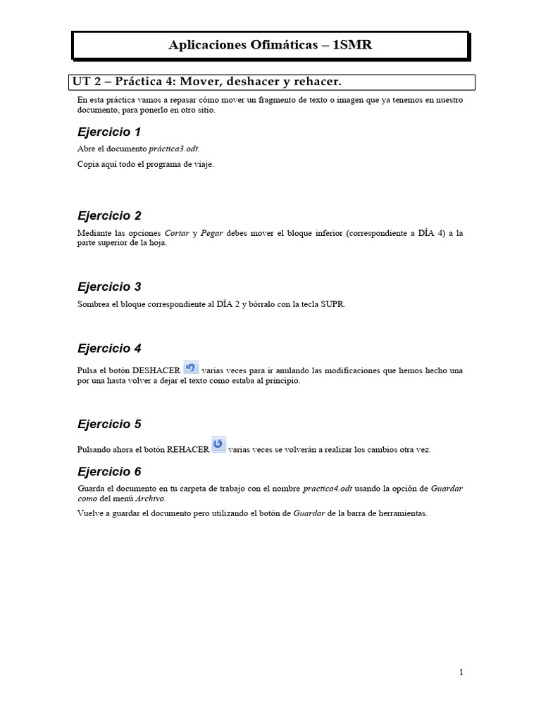 AO - 1SMR - UT2 - Práctica 4 - Mover, Deshacer y Rehacer | PDF