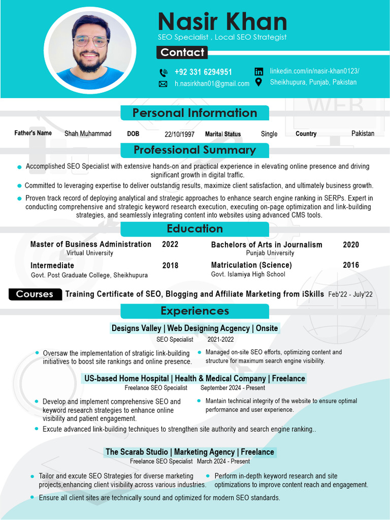Nasir Khan's Resume, SEO Specialist | PDF