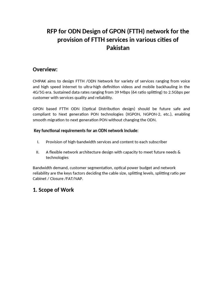 CMPAK Design RFP - ODN Design - Frame | PDF