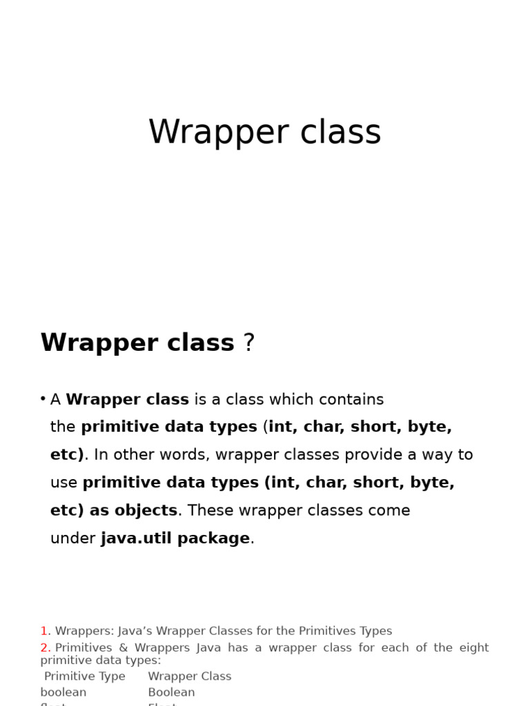 Wrapper Class | PDF