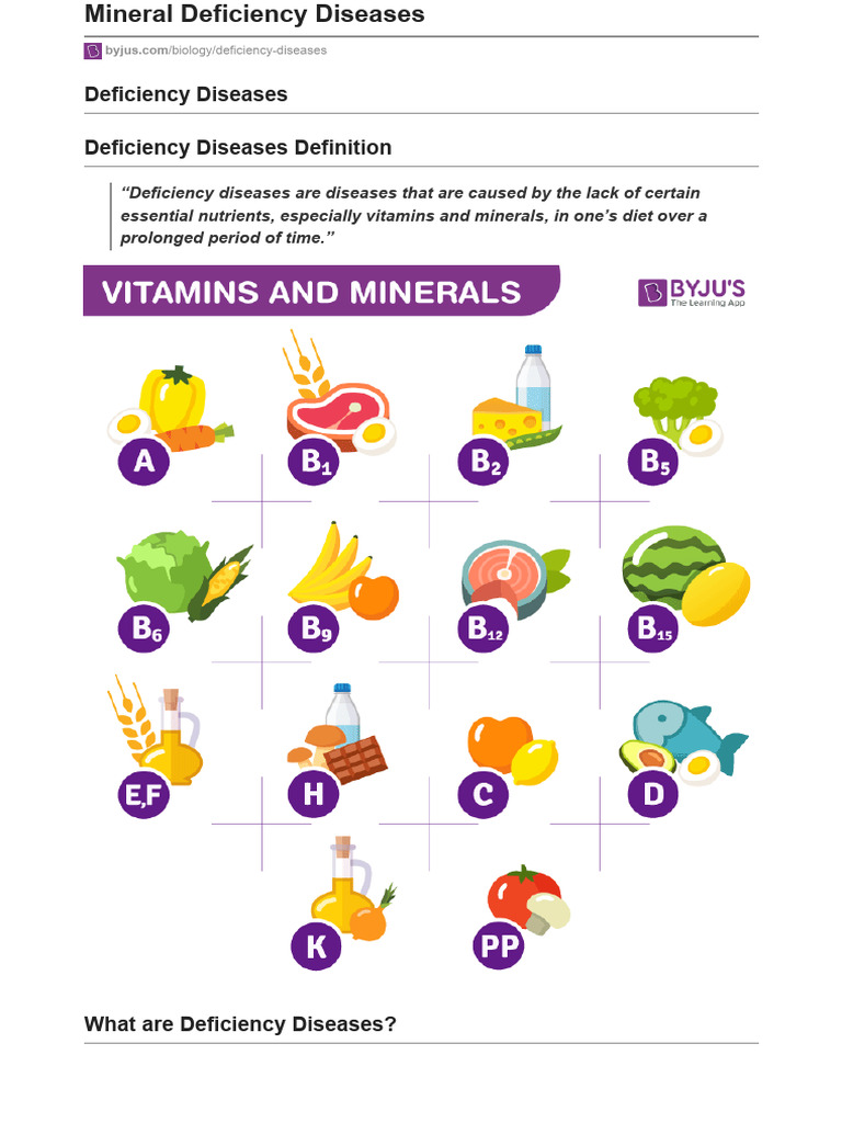 Vitamin & Mineral Deficiency Diseases | PDF Vitamin & Mineral Deficiency Diseases | PDF