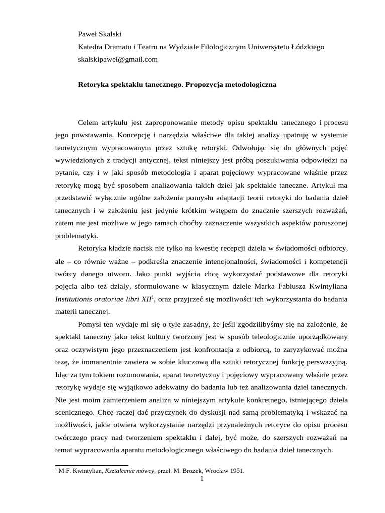 Retoryka I Taniec-Wersja Do Druku | PDF