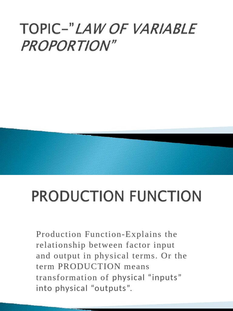 Law of Variable Proportion | PDF