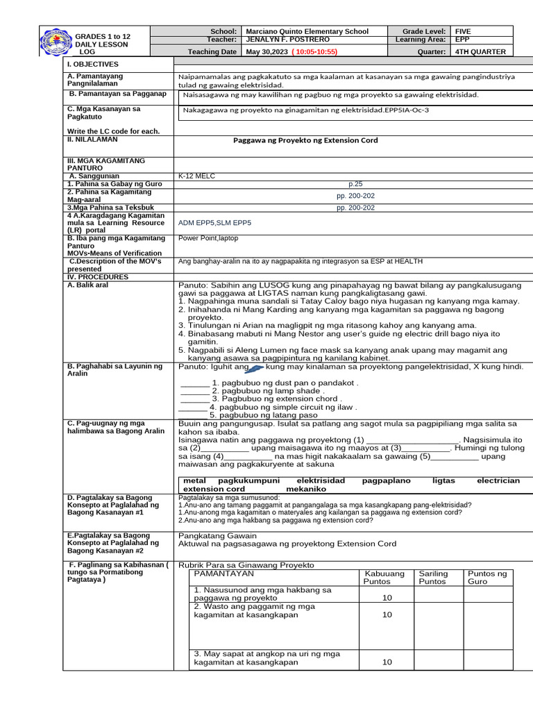 4th Quarter COT-EPP | PDF
