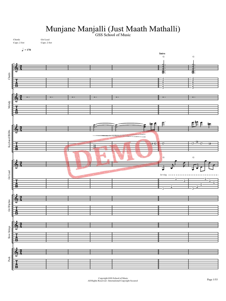 Munjane Manjalli Just Maat Maathalli PDF GSS School of Music CA | PDF