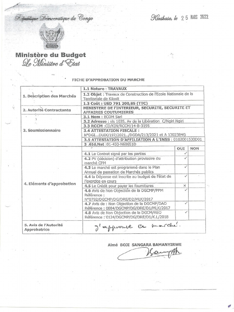 Fiches Aprob Min Budget 2022 | PDF