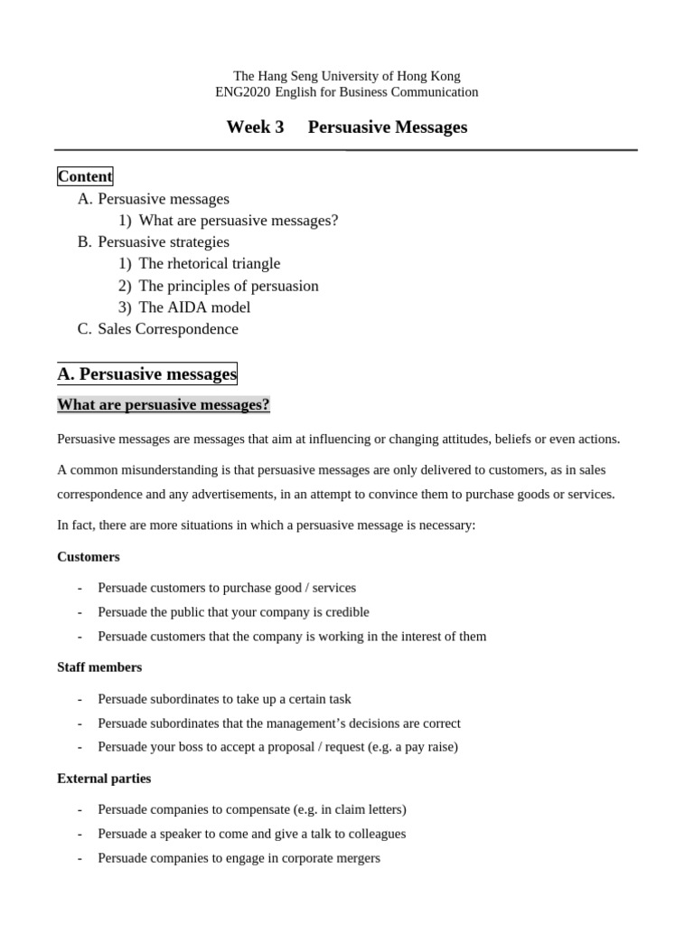 Week 3 Persuasive Messages | PDF