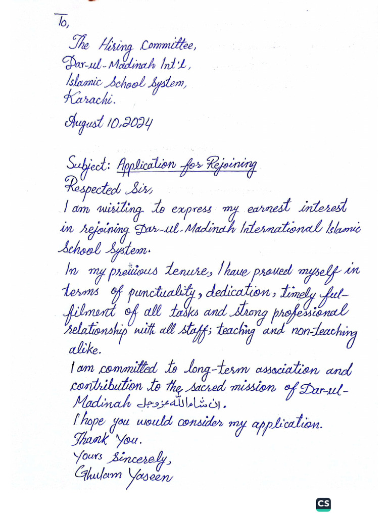 Application For Rejoining | PDF