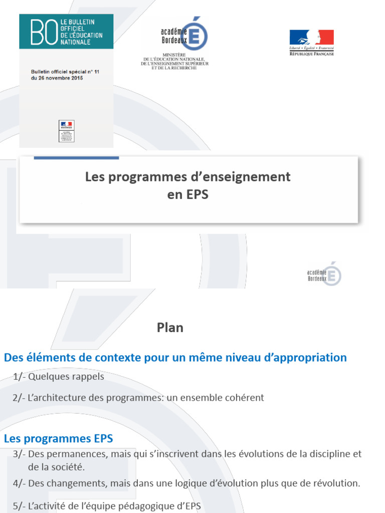 Les Programmes D Enseignement en Eps | PDF