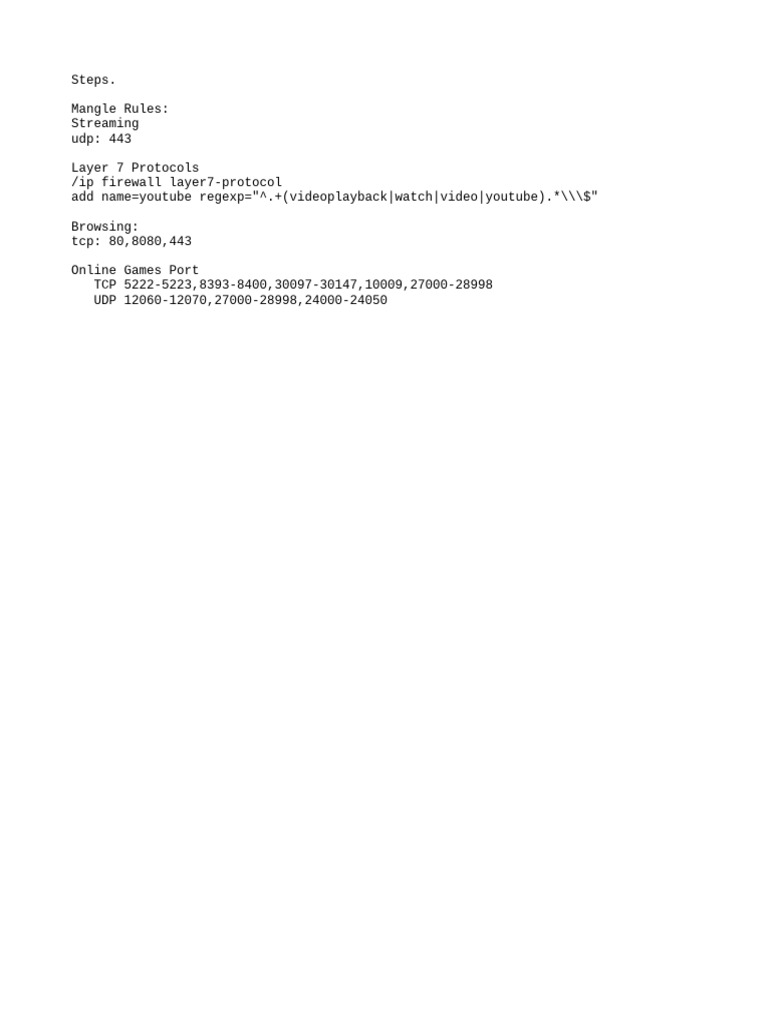 Layer 7 Protocols Mikrotik | PDF