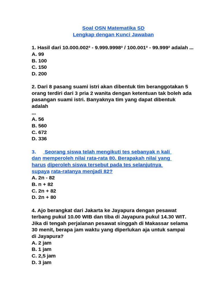 Soal OSN Matematika SD | PDF