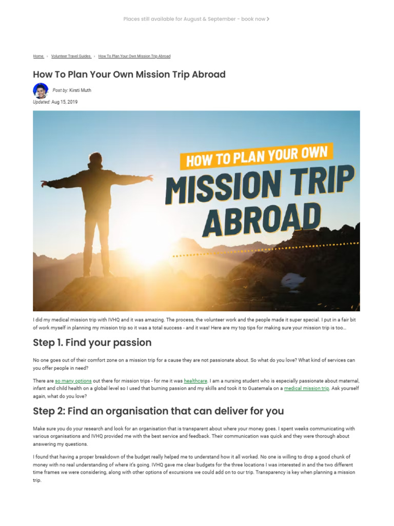 How to Plan Your Own Mission Trip Abroad | PDF