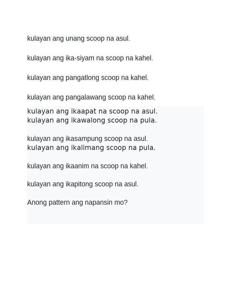 Kulayan Ang Unang Scoop Na Asul | PDF
