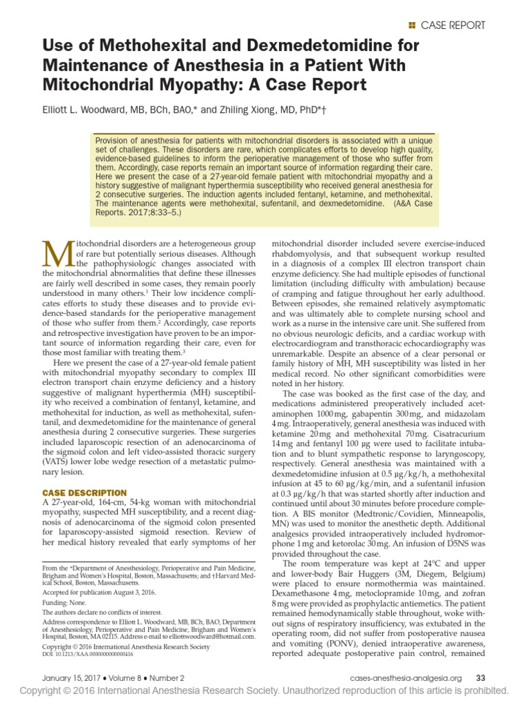 Use of Methohexital and Dexmedetomidine For.5 | PDF