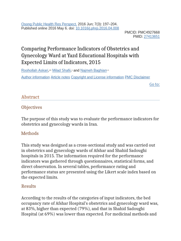 KPI Obs Gyn | PDF