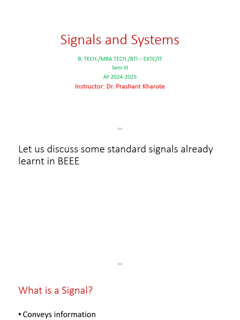 Unit 1 Signals | PDF