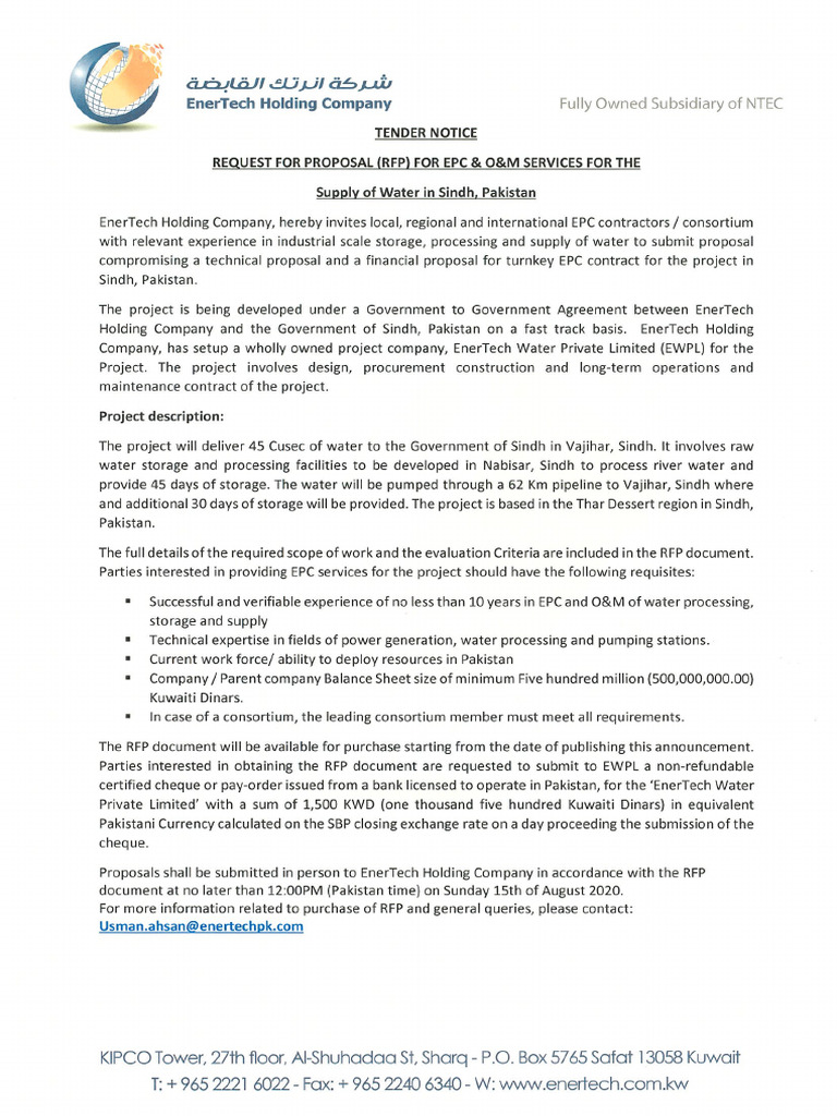 RFP Nabisar Project | PDF