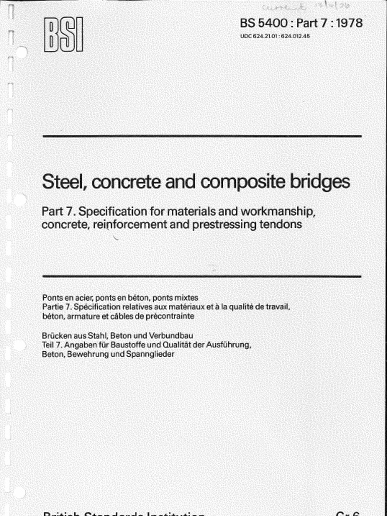 BS 5400-Part 7-1978 - Steel, Concrete and Composite Bridges - Part 7 ...