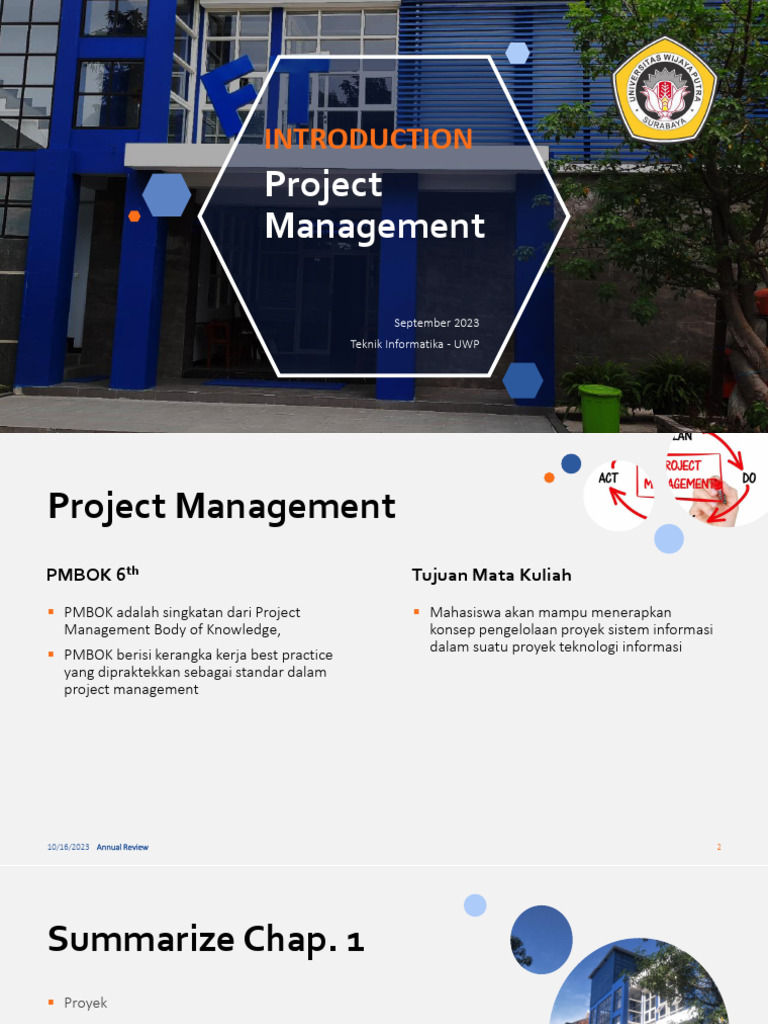 1. INTRODUCTION PROJECT MANAGEMENTS | PDF