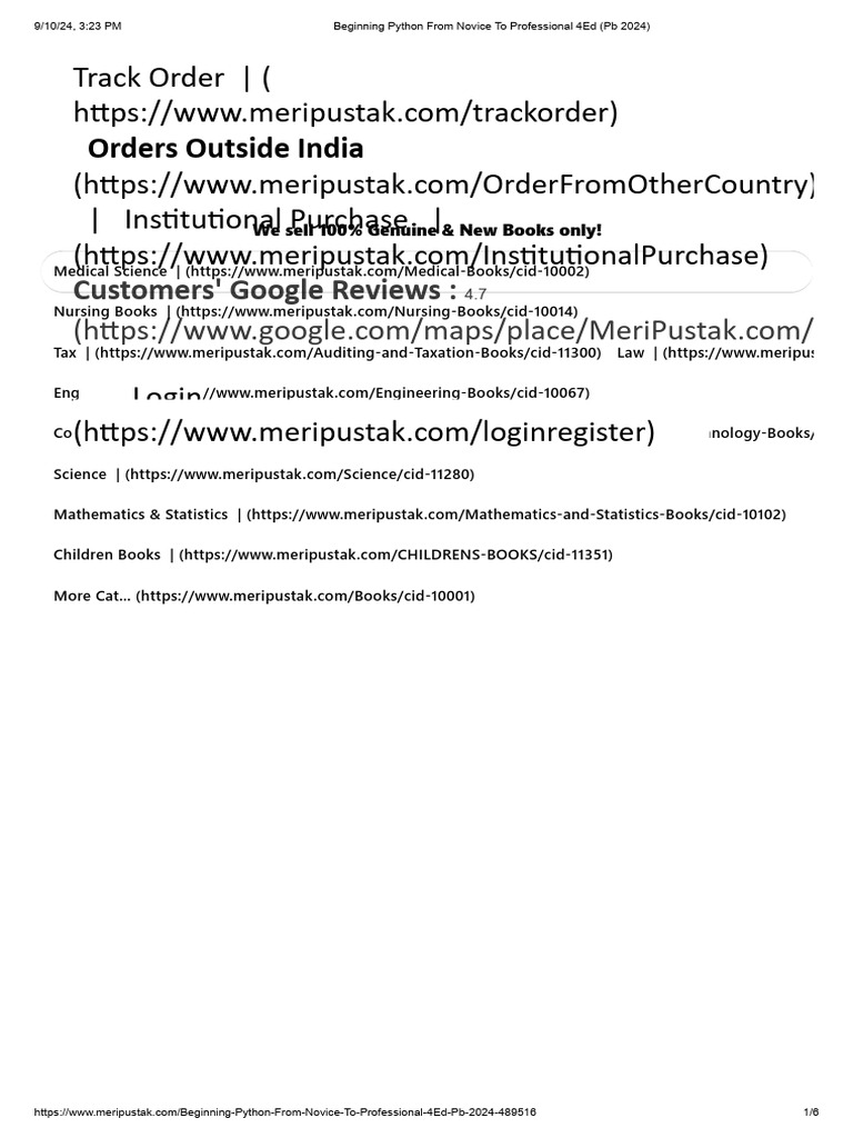 Beginning Python From Novice To Professional 4ed (PB 2024) | PDF